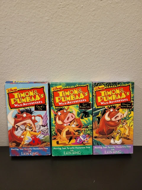 LOT DE 3 VHS Timon And Pumbaa's Wild Adventures Disney rare OOP Vol 1 2 ...