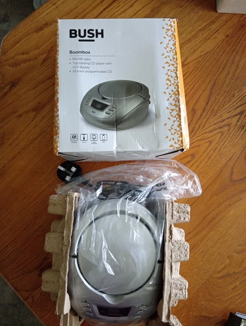 BUSH CD PLAYER Boombox Stereo With AM FM Radio Silver LCD Display JT ...