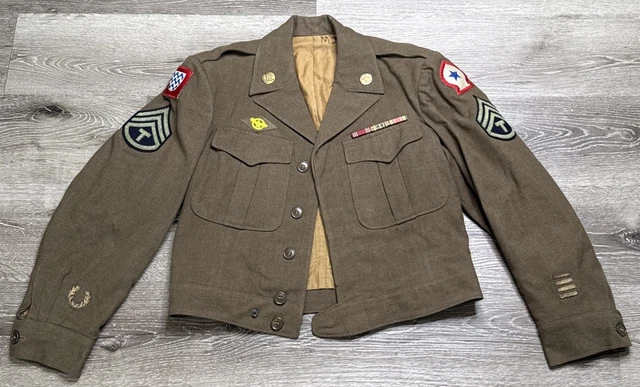 WORLD WAR II Eisenhower US Army Military Field Jacket WW2 Coat Patches ...