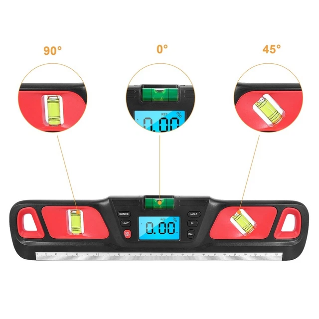 WATER BUBBLE ANGLE Finder Digital Protractor Spirit Level Slope Measure ...