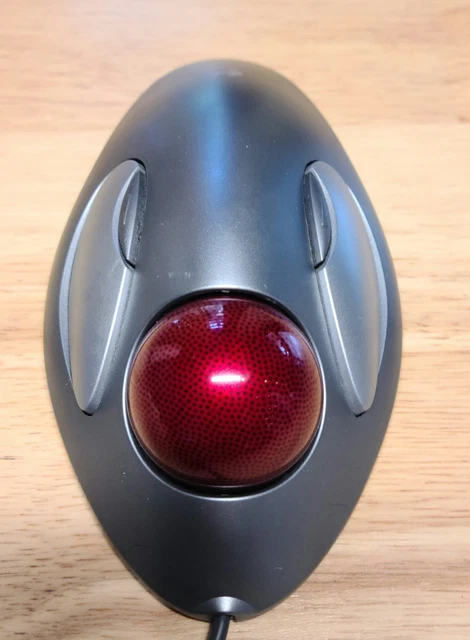 LOGITECH TRACKMAN TRACKBALL PC Mouse Gray with RED Ball Wired T-BC21 ...