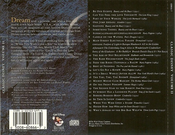 CLASSIC DISNEY, VOL. 2 60 Years of Musical Magic Volume Ⅱ by Various CD ...