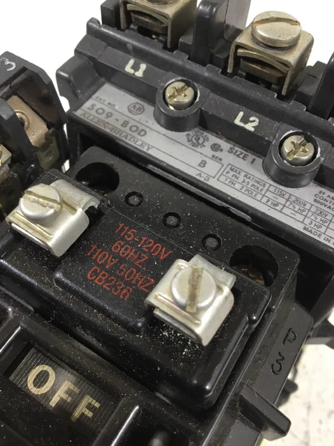ALLEN-BRADLEY FULL 509-BOD Motor Starter w/ W33 Overload Relays; 120V ...