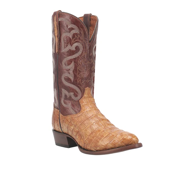 DAN POST BOOTS Primetime Caiman Embroidered Pull On Round Toe Cowboy ...