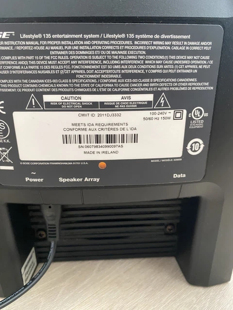 BOSE LIFESTYLE 135 Entertainment System Subwoofer Only Black £50.00 ...