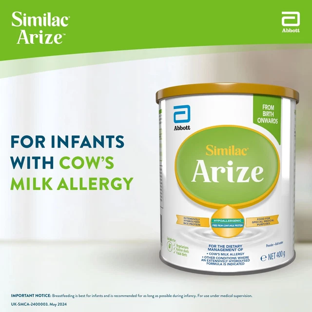 SIMILAC ARIZE COWS Milk Protein-free Infant Formula 400g x 3 £61.95 ...