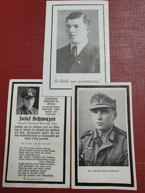 ORIGINAL GERMAN WW2 death Cards Lot X 3 Sterbebild Wk2 Konvolut £11.99 ...