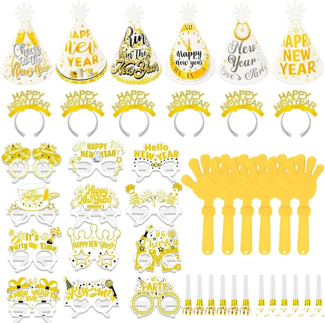 2026 NEW YEAR'S Eve Party Supplies with News Years Cone Hats Paper ...