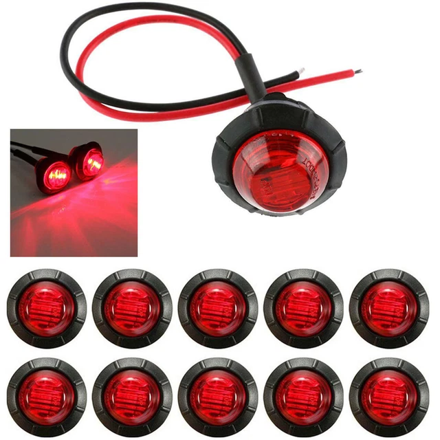 10X MINI 1& Red LED Round Side Marker Indicator Lights Truck Trailer ...