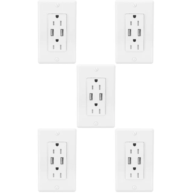 5 PACK PRISE De USB Plaque Murale Bureau Style Américain Panneau EUR ...