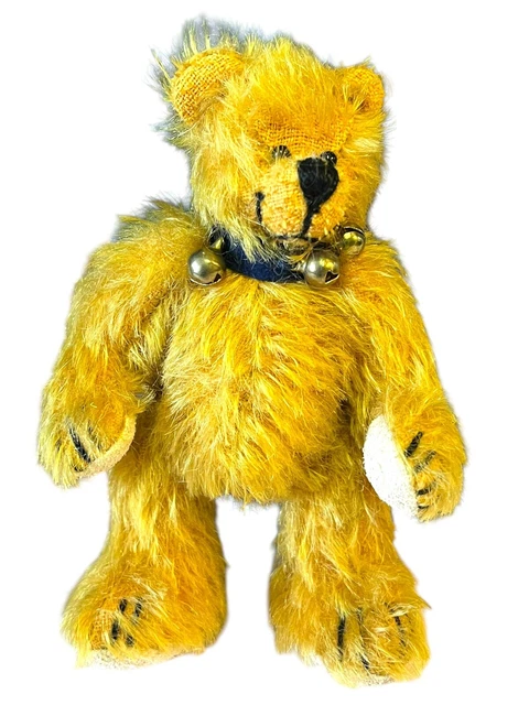 KLEINER MAYFAIR TEDDY mit Halsband mit Glocken 10 cm blond Teddybär Bär ...