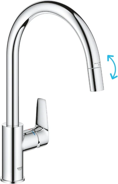 GROHE START EDGE QuickFix- 1 Lever Kitchen Sink Mixer Tap with Pull-Out ...