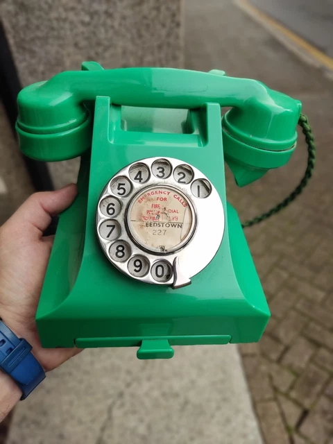 VINTAGE 1955 GPO Jade Green Bakelite 332L Rotary Dial Telephone For ...