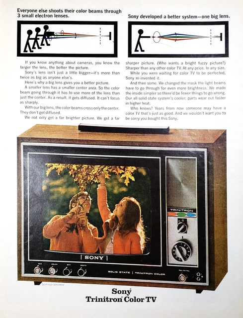 PRINT AD 1969 Sony Trinitron Color TV Bigger Lens Better Picture 2 ...