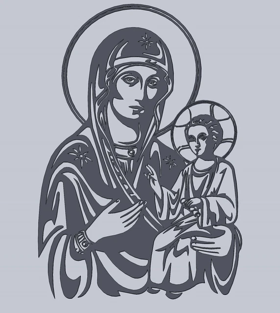 3 DXF CNC file laser cut plasma router St. Mary Virgin Mary CHRISTIAN ...
