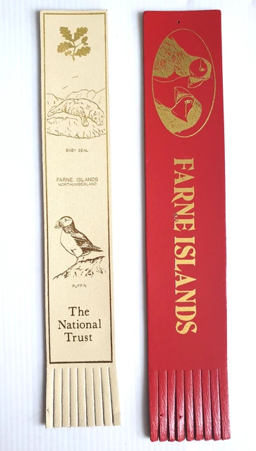 LEATHER BOOKMARK FARNE Islands National Trust Baby Seal Puffin ...