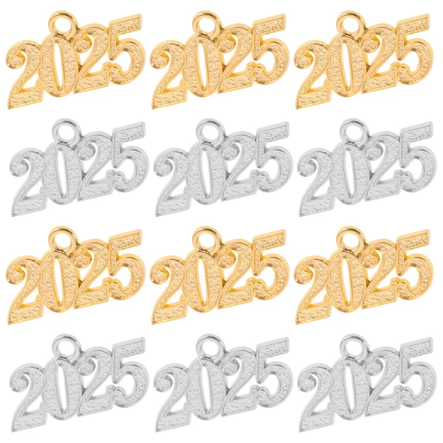 12PCS 2025 CHARMS Metal 2025 Year DIY Pendant Charms for Necklace ...