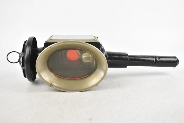 VINTAGE RAILWAY SIGNAL Lamp Carriage Oil Red Glass Lamp Black & Gold £ ...