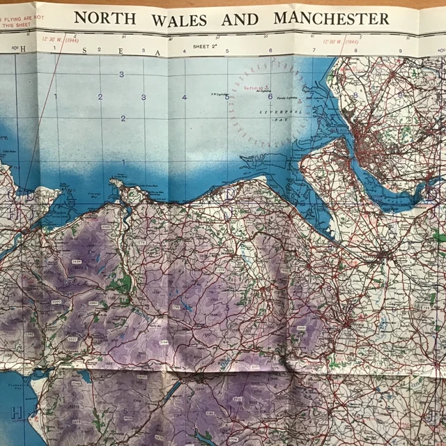 ORIGINAL WW2 BRITISH War Office 1/4-Inch Air Map: North Wales ...