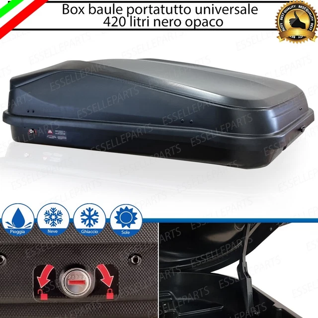 BAULE BOX TETTO Auto 420 Litri Per Chatenet Ch 28 Portapacchi Nero ...