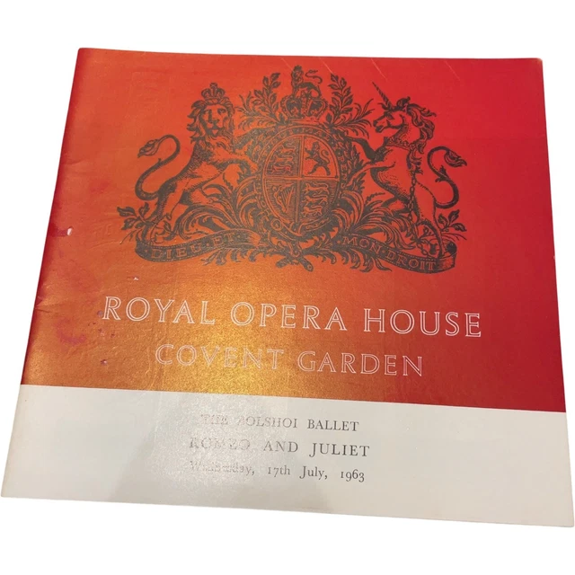 ROYAL OPERA HOUSE Covent Garden 1963 Bolshoi Ballet Programme Romeo ...