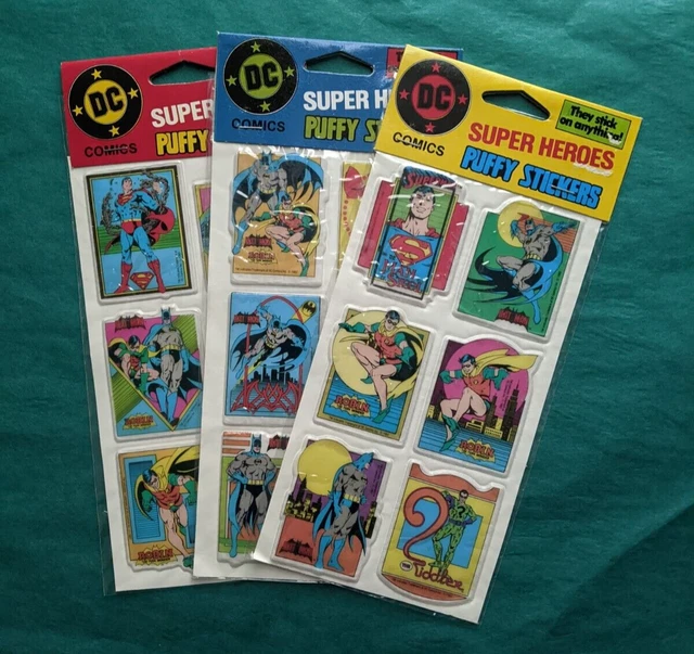 BATMAN ROBIN SUPERMAN Joker Penguin Riddler Puffy Stickers DC Comics ...