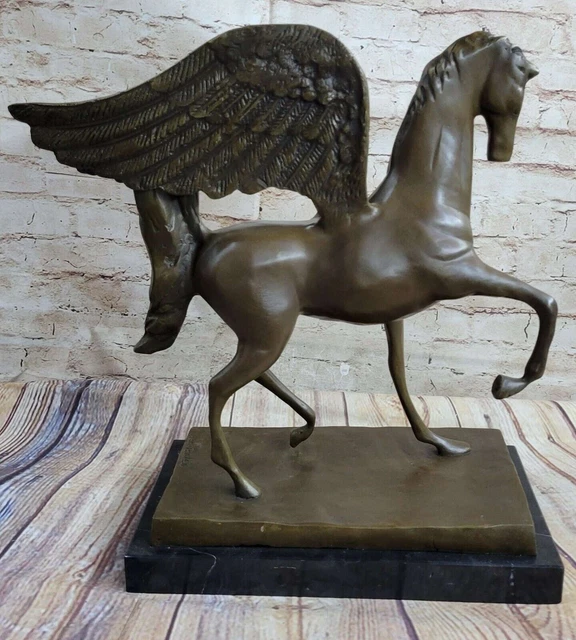 GRIECHISCHE MYTHOLOGIE HERO Pferd Pegasus Groß 100% Echt Bronze Statue Skulptur EUR 762,97 ...