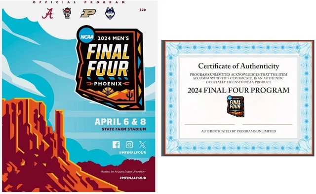 2024 MENS OFFICIAL Final Four Game Day Program Huskies Nc State Alabama ...
