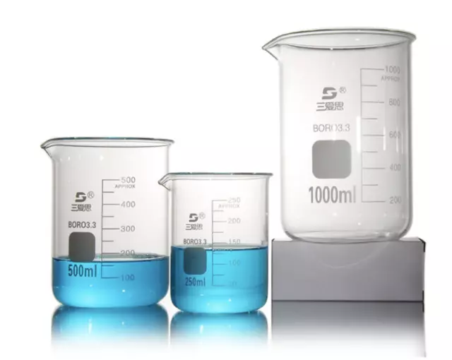 GLASS BEAKER LOW form borosilicafe 3.3 lab kithen cafe beaker for 5ml ...