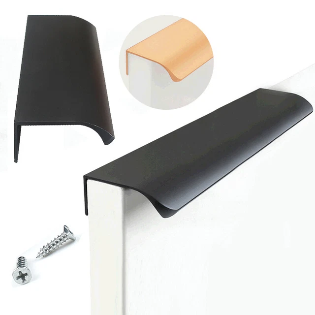 CURVED FINGER EDGE Pull Kitchen Cabinet Drawer Concealed Handle Gold ...