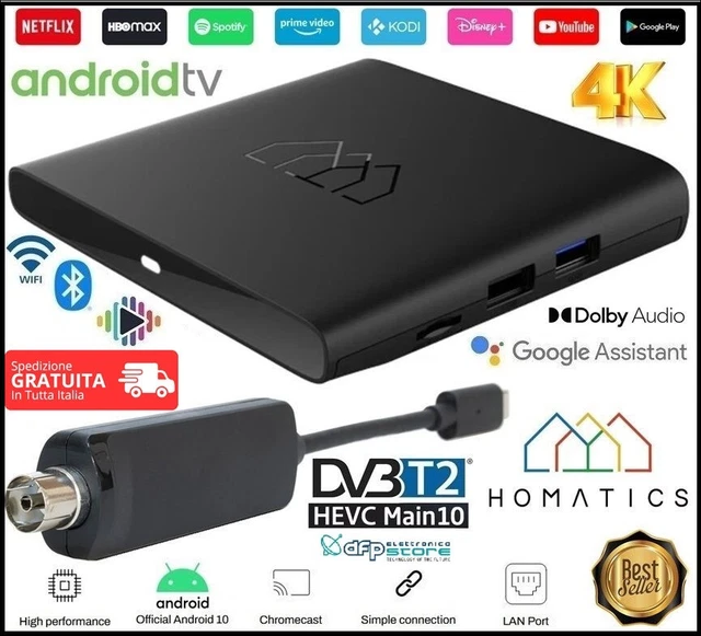 DECODER RICEVITORE DIGITALE Terrestre Dvb-T2 Android Tv Box HDMI WiFi ...