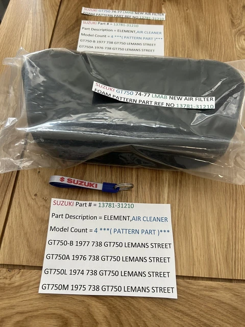 SUZUKI GT750 74-77 Lmab New Air Filter Foam Pattern Part Ref No 13781 ...