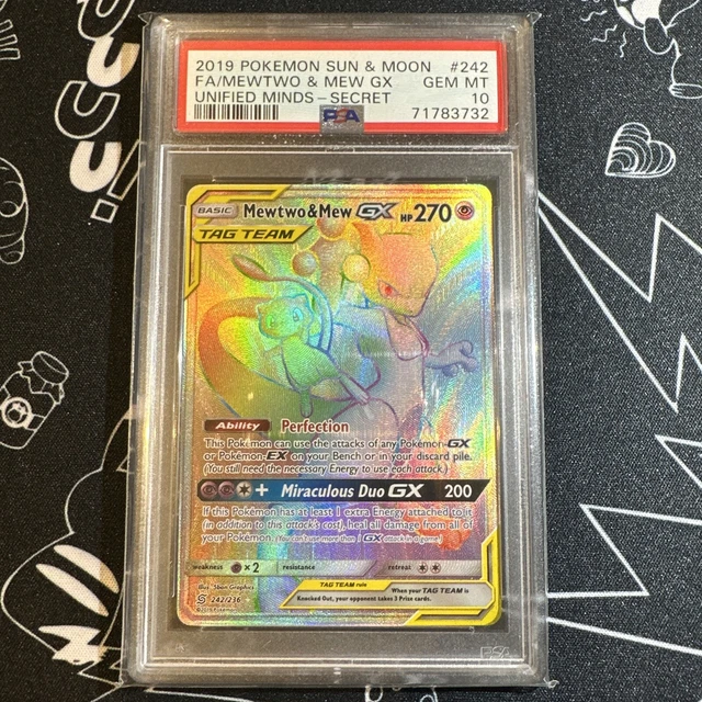 PSA 10 MEWTWO & MEW GX 242/236 FA Secret Rare S&M Unified Minds Pokemon ...