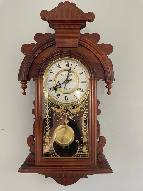 LAURAIN 31-DAY WALL Clock in Wooden Case with Mechanical Key £20.00 ...