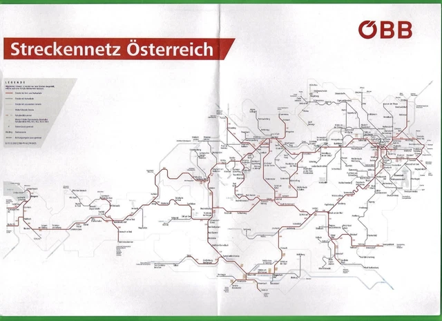 ÖBB ÖSTERREICHISCHE EISENBAHNEN Streckennetz Diagrammkarte ...