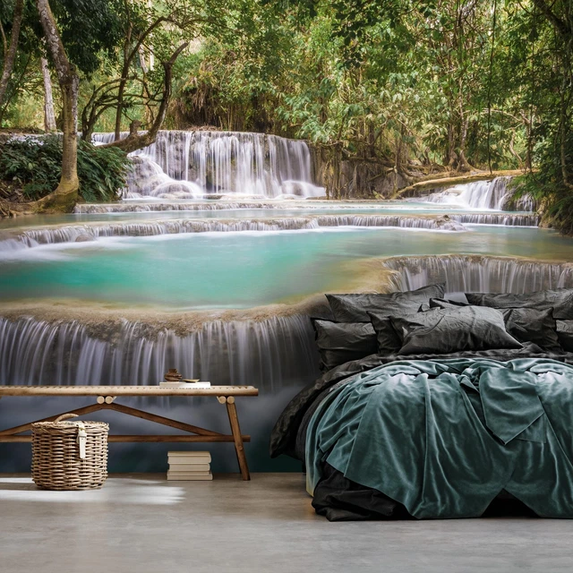 FOTOTAPETE WASSERFALL 3D Effekt Wald Natur Wohnzimmer VLIES TAPETE + KLEISTER EUR 18,90 ...