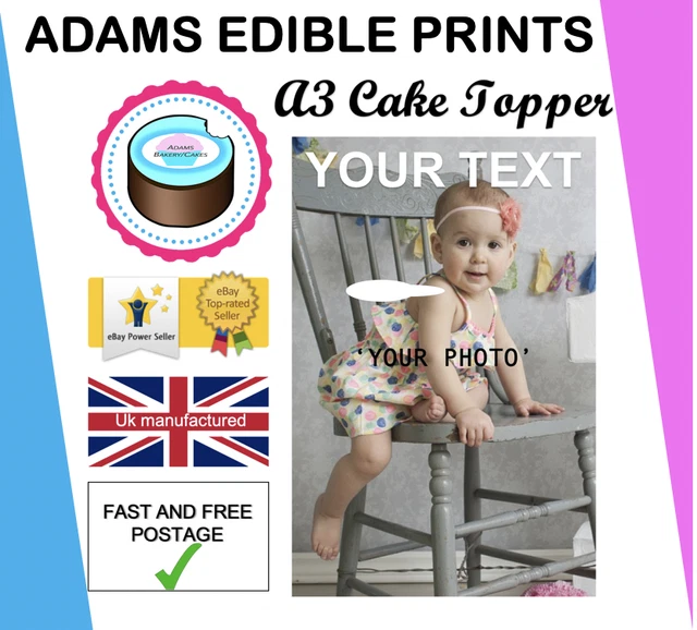 A3, YOUR OWN EDIBLE PHOTO CAKE TOPPER, A3 SIZE, ANY images quality ...