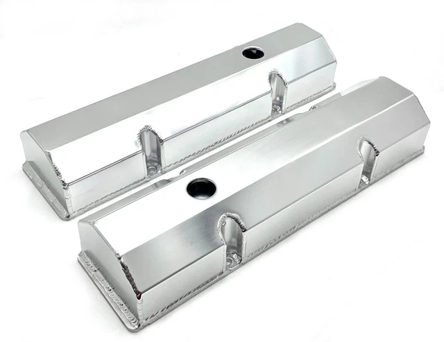SBC CHEVY FABRICATED Aluminum Tall Valve Covers Short Bolt 283 327 350 ...
