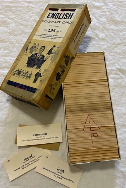 ENGLISH VOCABULARY CARDS, 1950's Flash Cards, 1000 Words, Visual ...