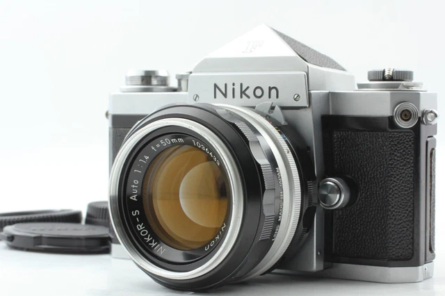 [MINT] NIKON F Eye Level Silver 35mm SLR Body Nikkor S 50mm F1.4 Lens ...