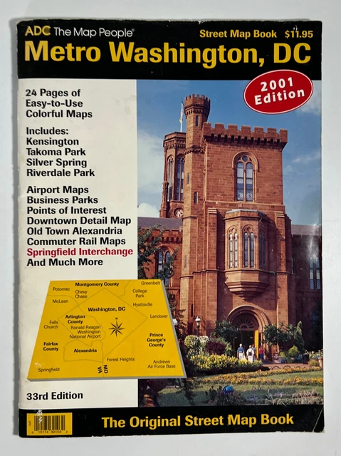 METRO WASHINGTON DC Street Map Atlas Book ADC 2001 33rd Edition $23.99 ...