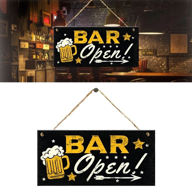 WOOD DOOR SIGN Bar Open Sign Door Hanger Hotel Bulletin Board Fitting ...
