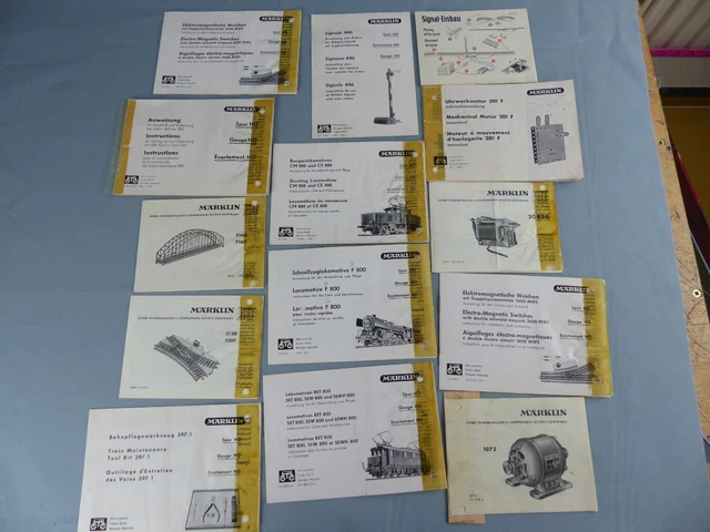 MÄRKLIN LOT DE 15 brochures , locomotives aiguillages moteurs signaux ...