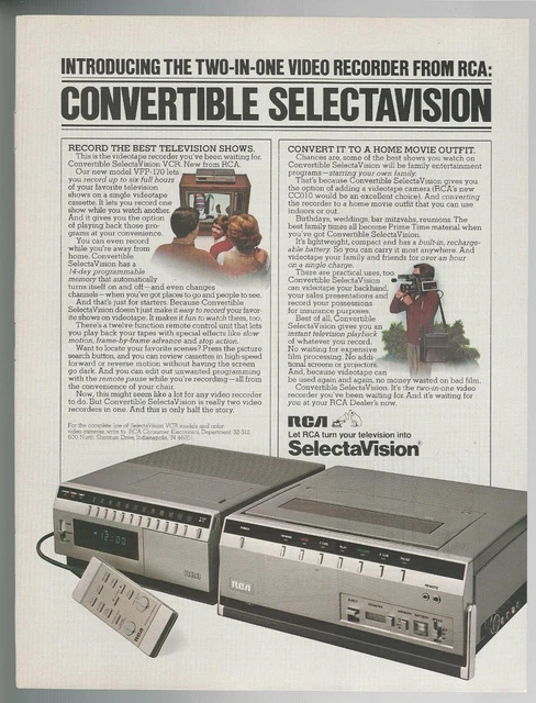 1981 RCA SELECTAVISION advertisement, RCA VHS Video Cassette Recorder ...