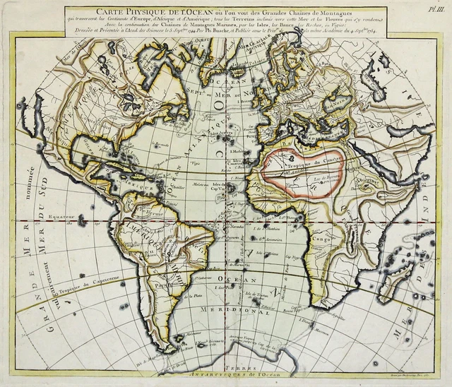 WORLD MAP ORIGINAL Copperplate Map Buache 1757 £718.86 - PicClick UK