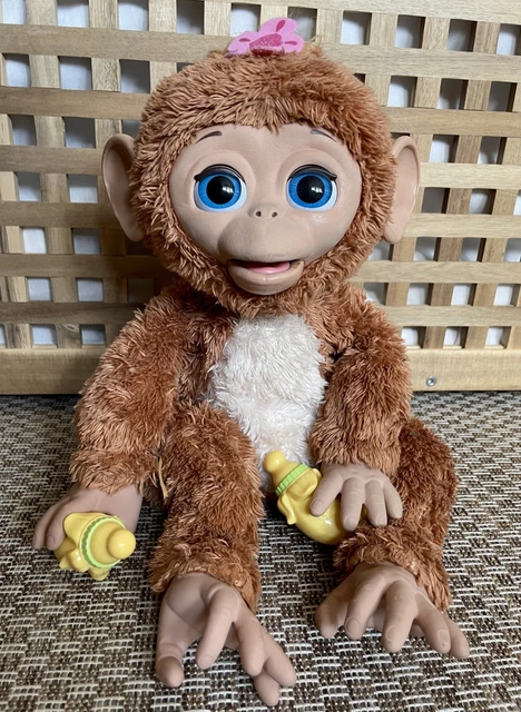 HASBRO FURREAL FRIENDS Cuddles My Giggly Monkey Pet + 2 BANANA BOTTLES ...