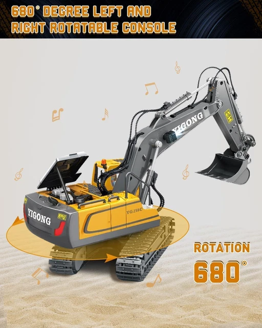 11 CHANNEL REMOTE Control Excavator, 1:20 Full Functional RC Digger 680 ...