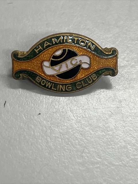 VINTAGE LAWN BOWLS Hamilton Victoria Club Bowling Enamel Badge Rsl ...