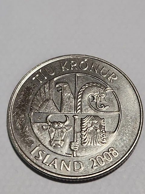 ICELAND 🇮🇸 10 KR Tiu Kronur Island coin Fish 2008 £1.70 - PicClick UK