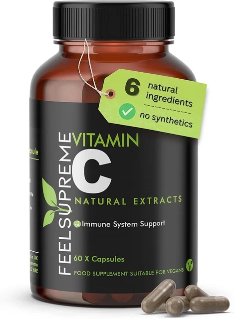 FEEL SUPREME 100% Natural Vitamin C 60 Capsules £26.05 - PicClick UK